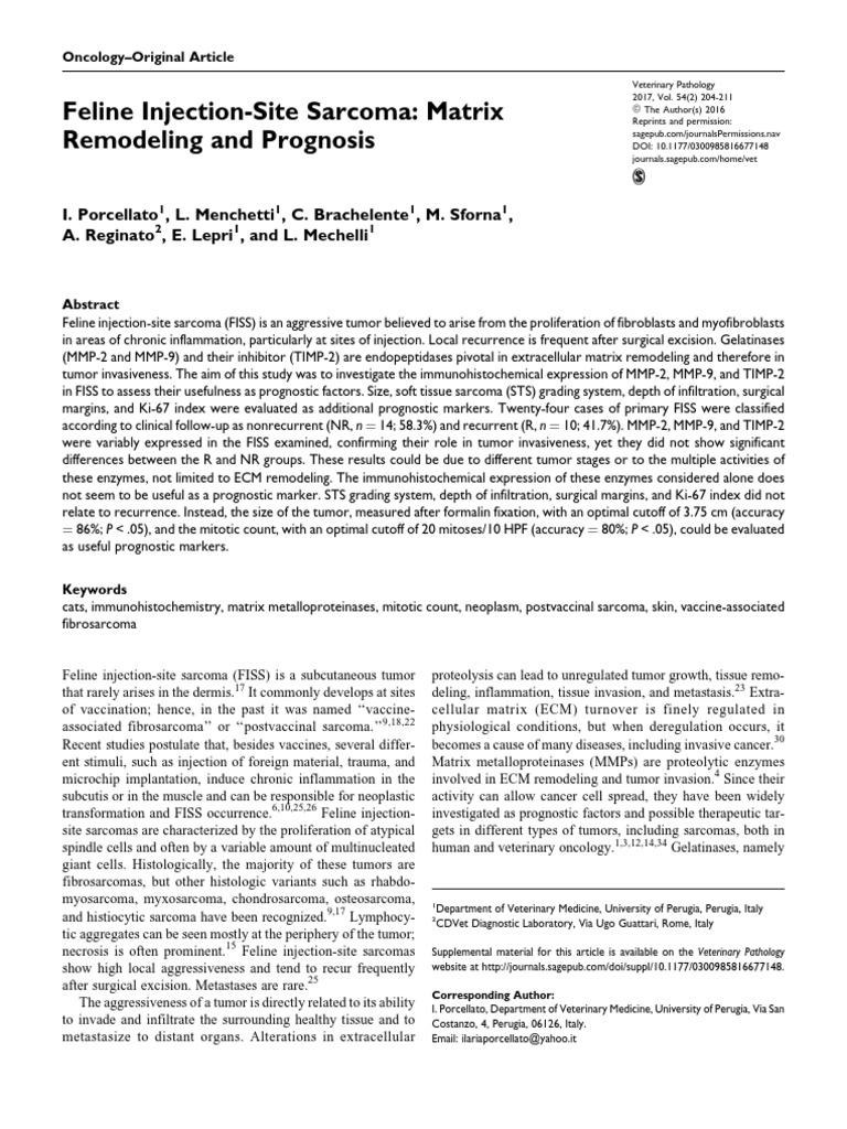 Feline Injection Site Sarcoma | PDF | Receiver Operating Characteristic ...