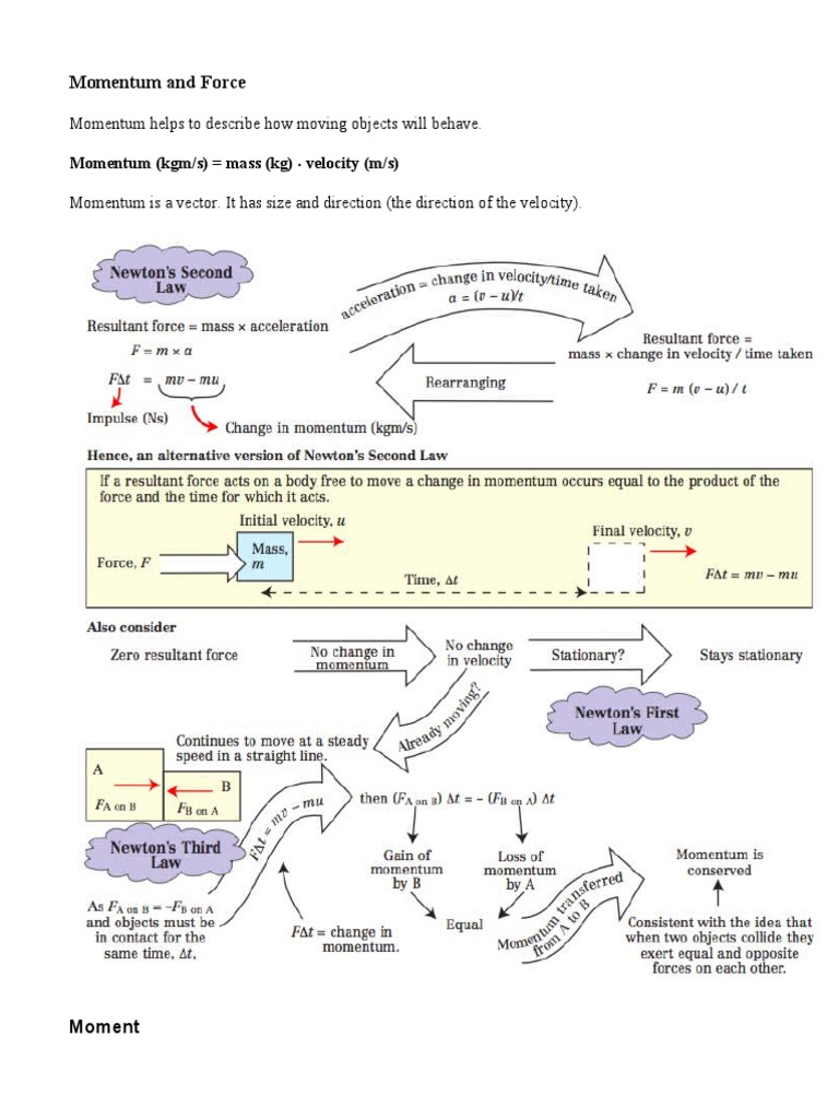 Physics: Momentum & Moments Basics | PDF | Center Of Mass | Lever