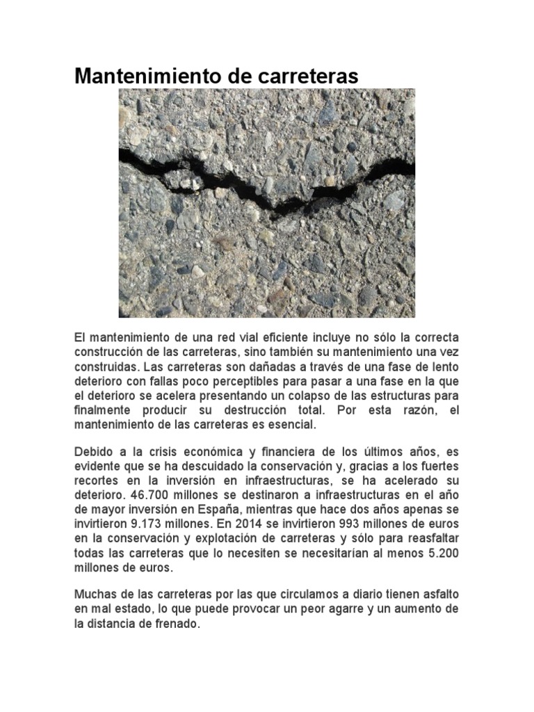 Mantenimiento De Carreteras Pdf La Carretera Transporte