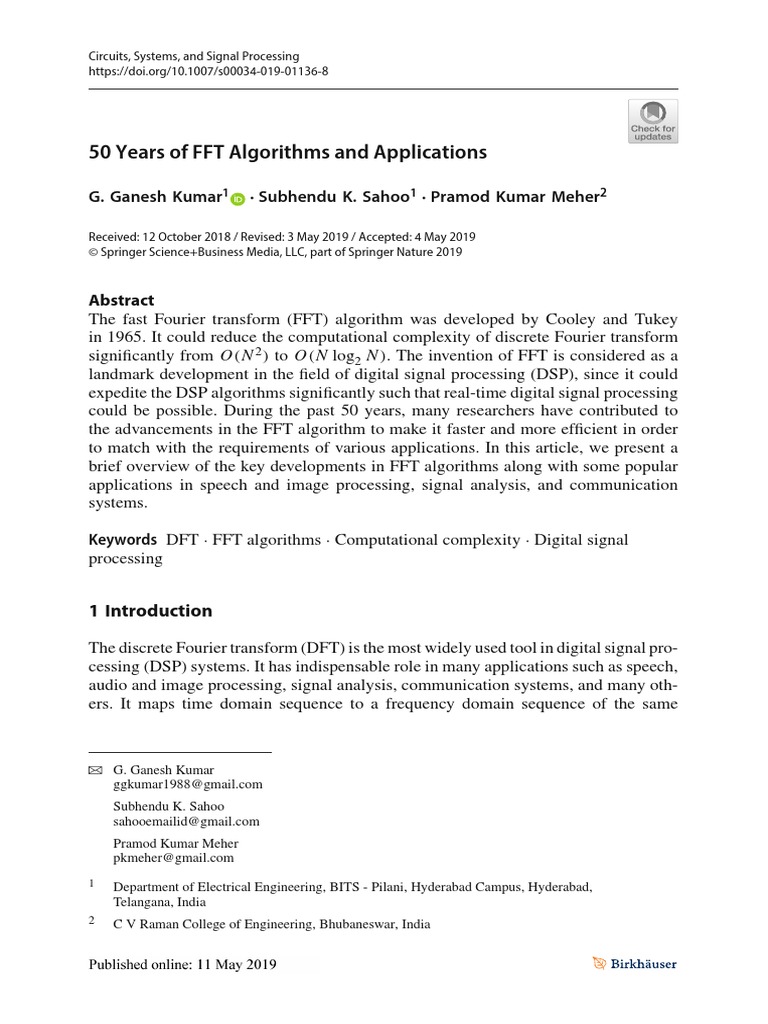 50 Years of FFT Algorithms and Applications. | PDF | Fast Fourier ...