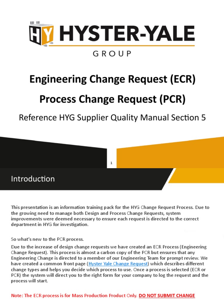 Engineering Change Request (ECR) Process Change Request (PCR) | PDF ...