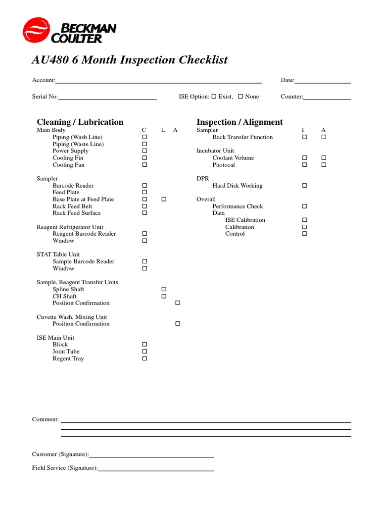 AU 480 6 Months Checklist | PDF