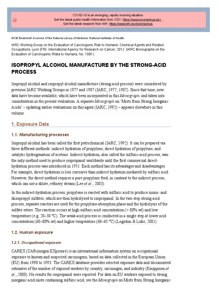 ISOPROPYL ALCOHOL BY THE STRONG-ACID PROCESS - Chemical Agents and ...