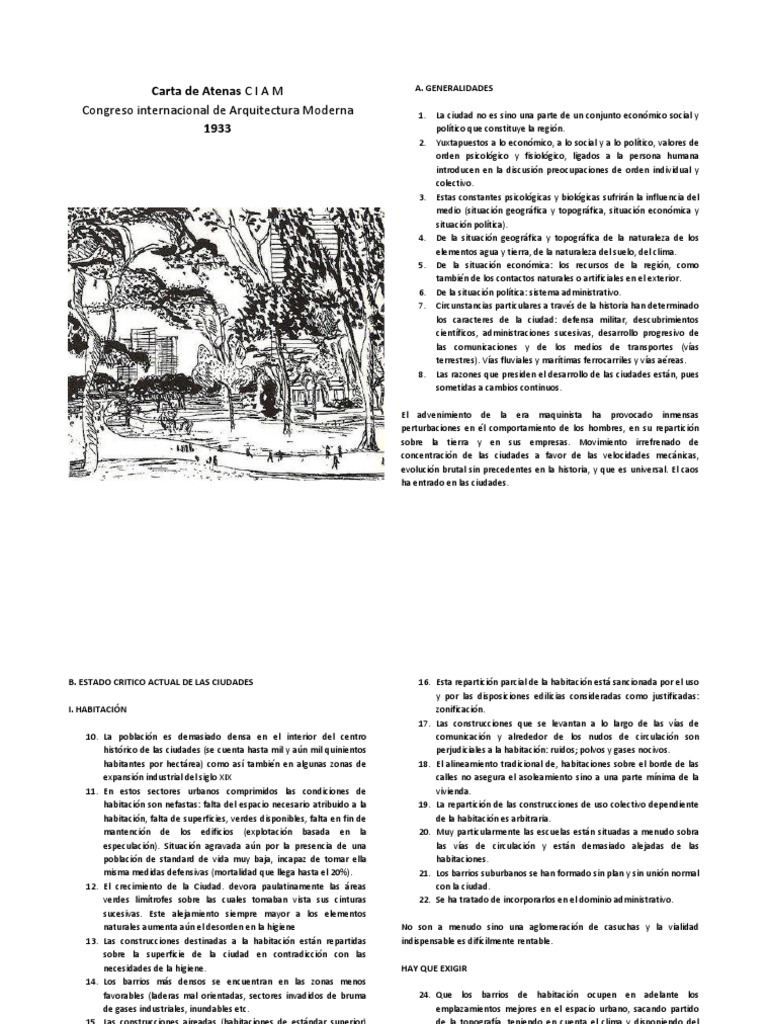 CIAM 1933 Carta de Atenas | PDF | Calle | Urbanismo