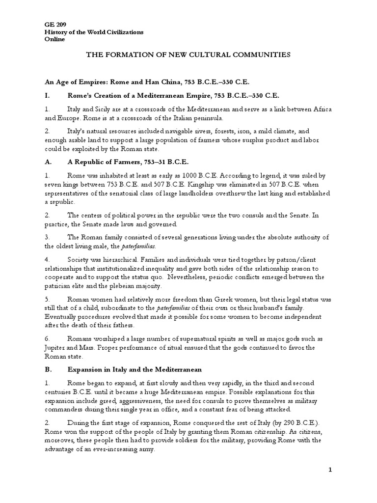 Week 4 Outline | PDF | Ancient Rome | Han Dynasty