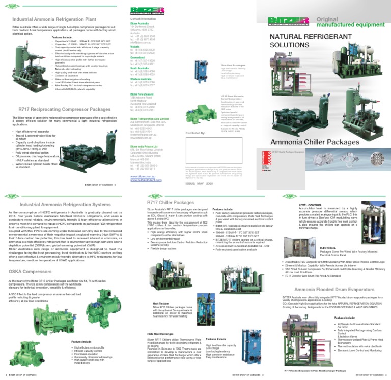 Bitzer Ammonia Chiller Packages | PDF | Heat Exchanger | Temperature