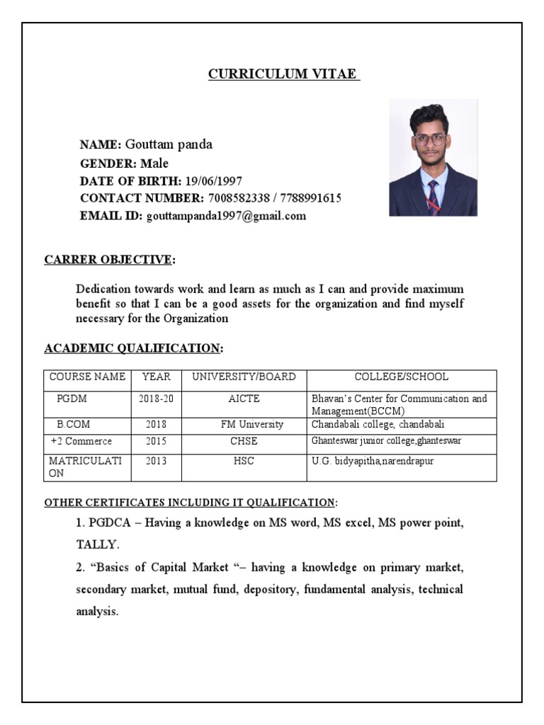 Gouttam Panda CV | PDF