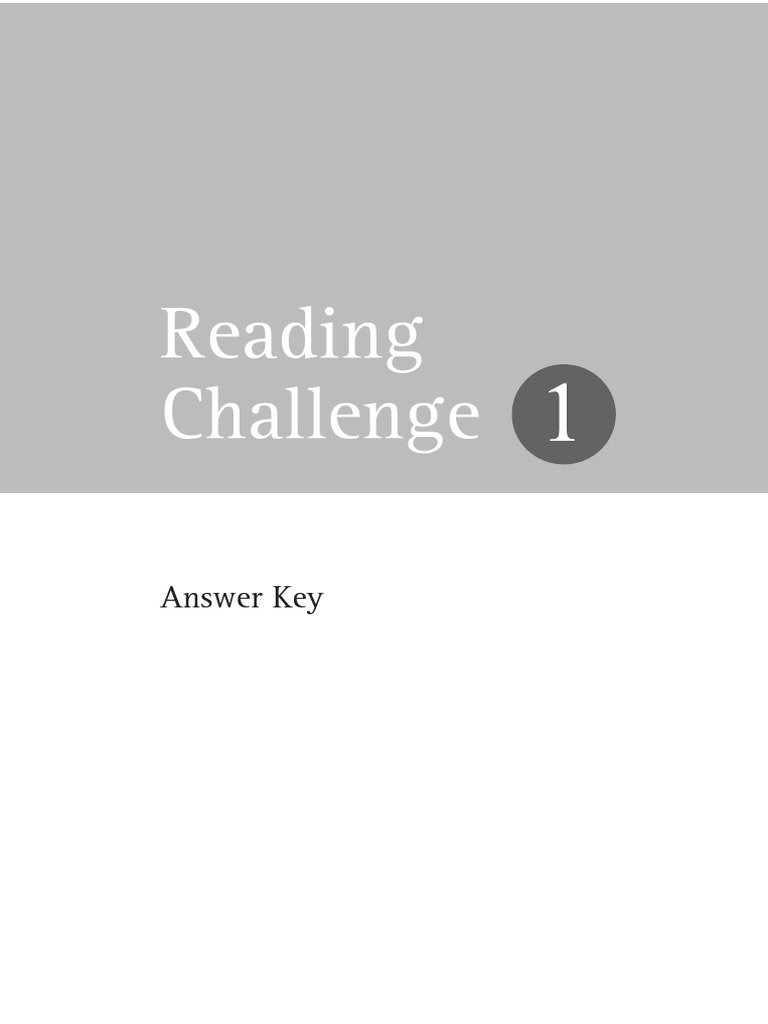 Reading Challenge: Answer Key | PDF | Sleep | English Language