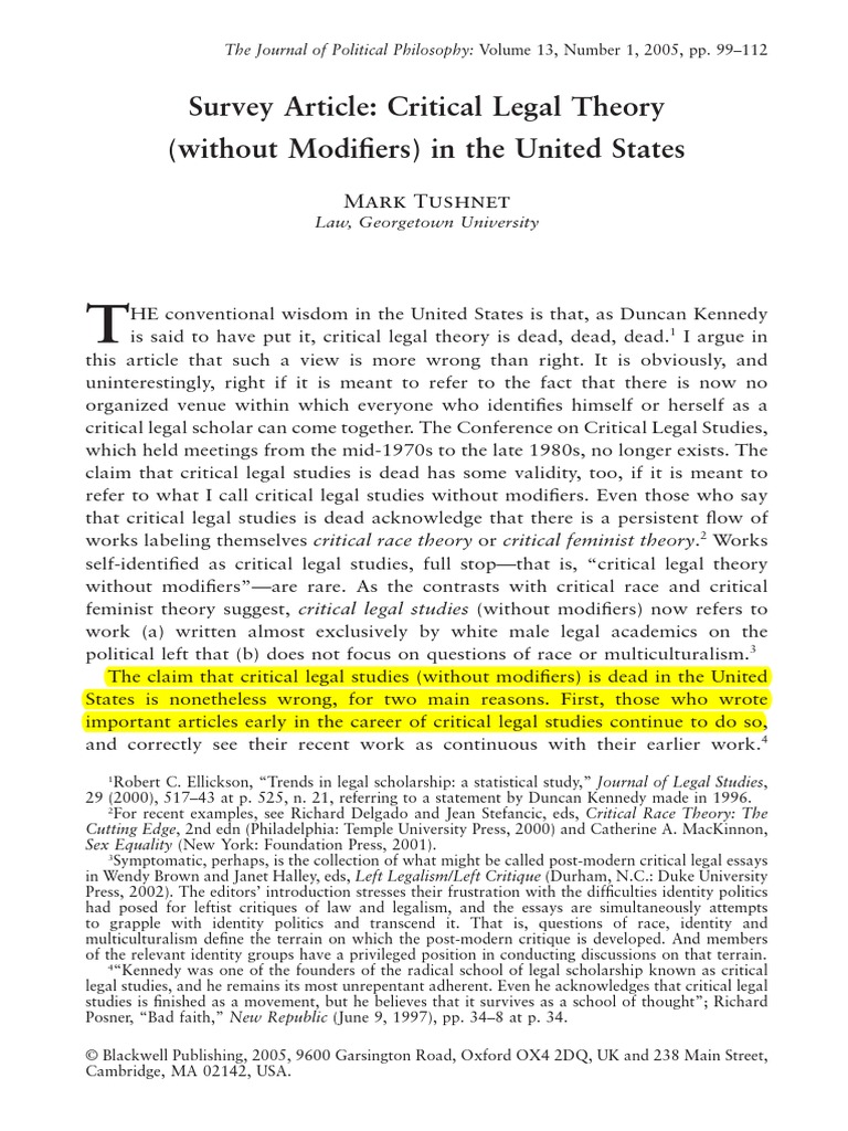 Critical Legal Theory Without Modifiers | PDF | Jurisprudence ...