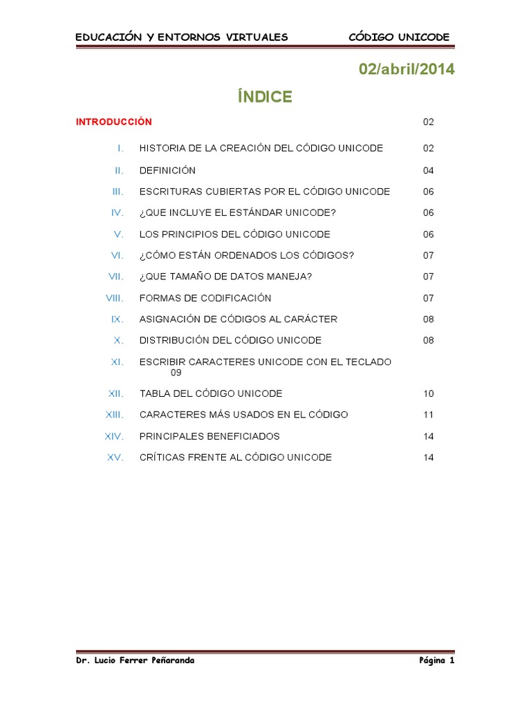 05 Código UNICODE | PDF | Ascii | Codificación de caracteres