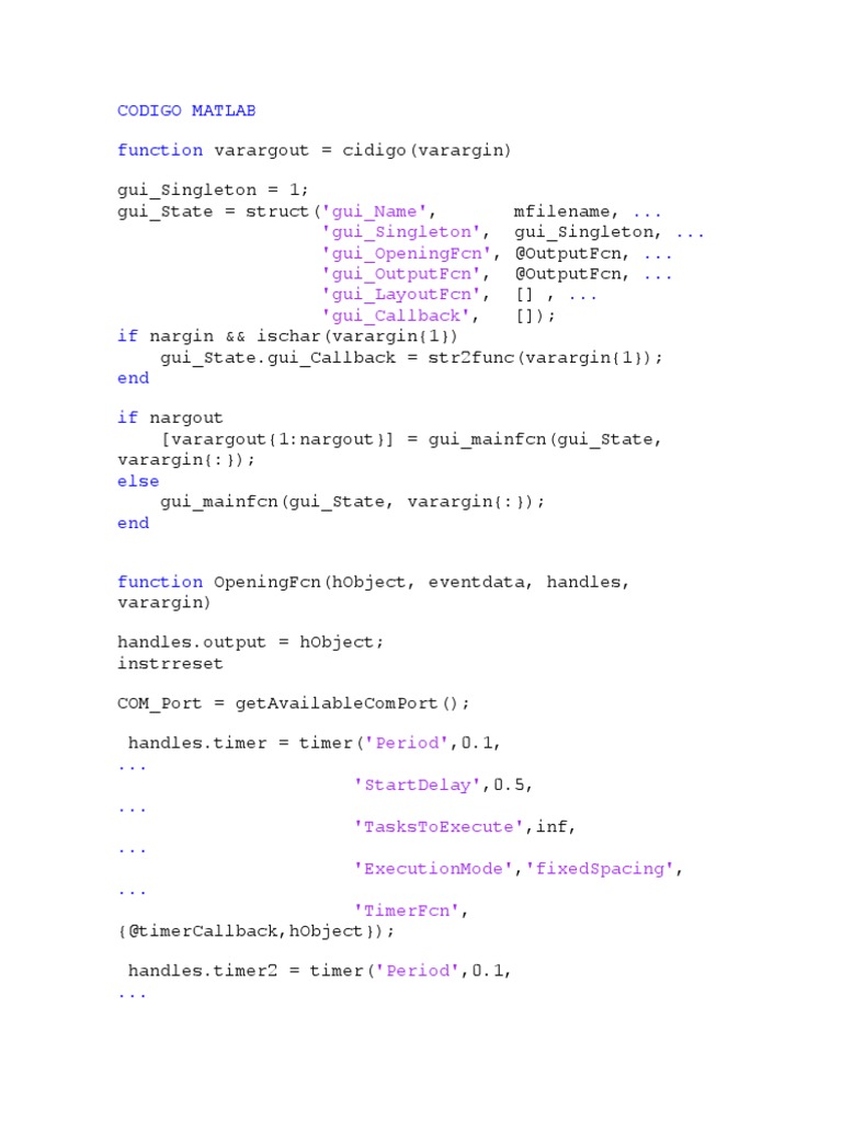 Codigo Matlab Function ... ... ... ... ... If End If | PDF | Computer ...