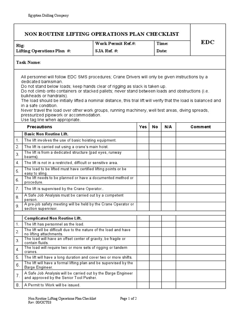Guidelines for Planning and Executing Safe Non-Routine Lifting ...