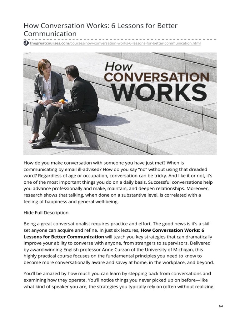 How Conversation Works 6 Lessons For Better Communication | PDF ...