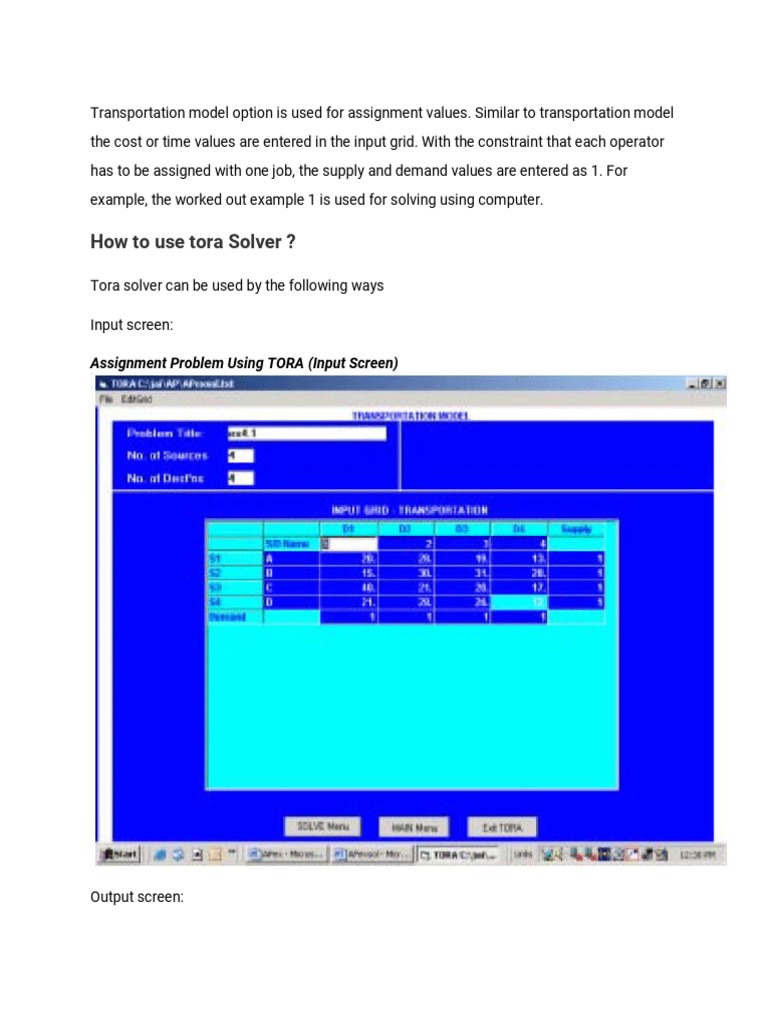 Transportation model assignment problem solver explained | PDF