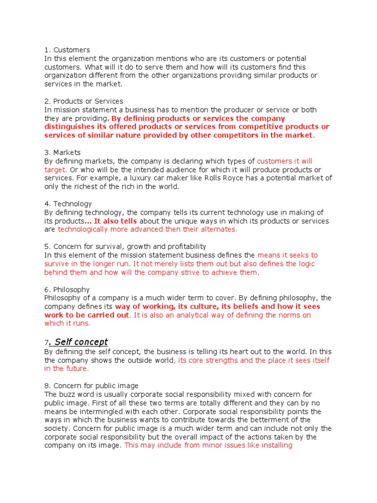 Key Elements of a Mission Statement | PDF | Corporate Social ...