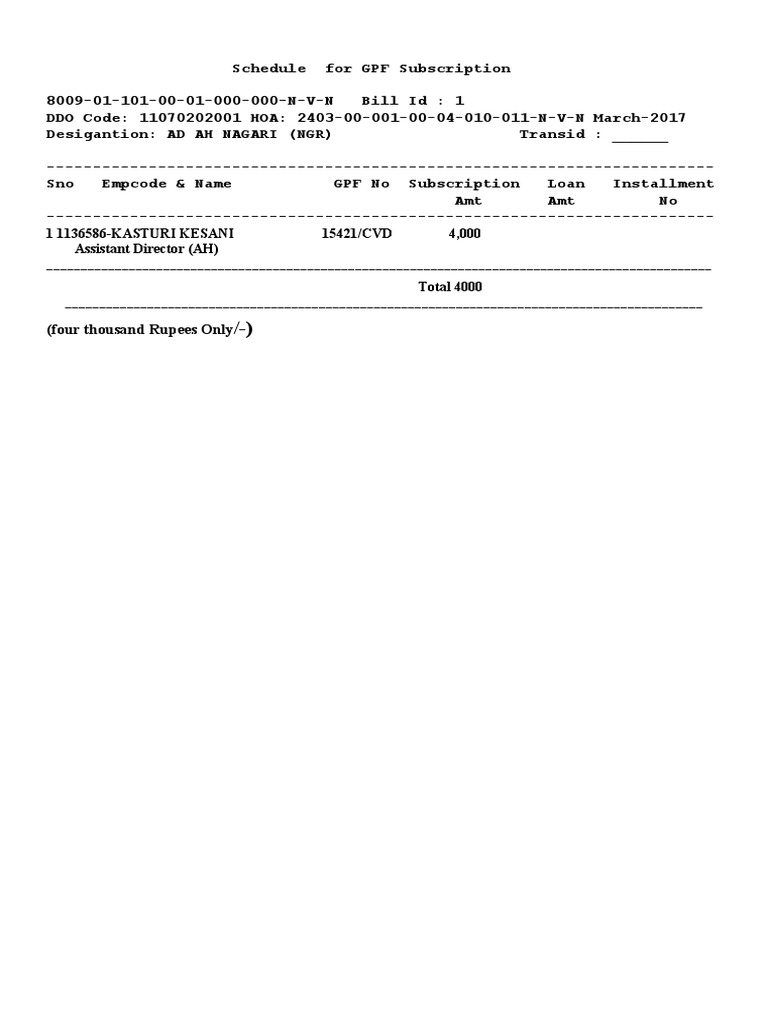 GPF, APGLI, GIS, PT, EHF and EWF subscription schedule | PDF