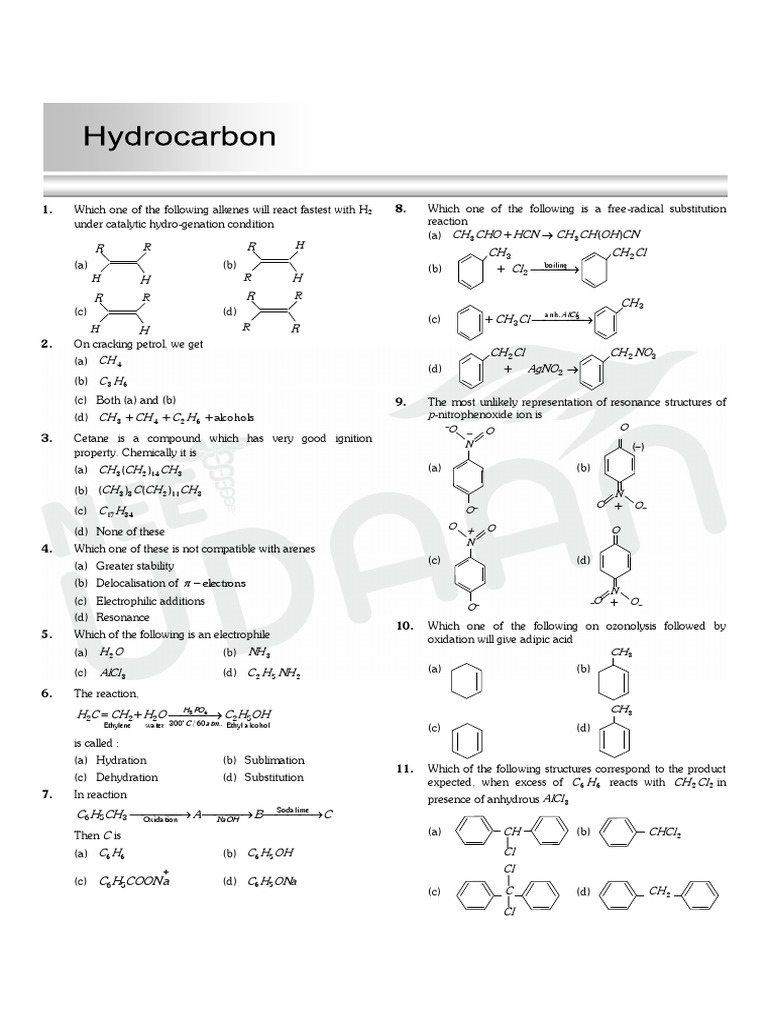 Organic Chemistry Reaction Mechanisms Quiz | PDF | Chlorine | Alkene