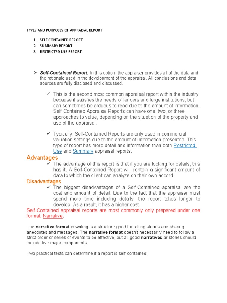 Types and Purposes of Appraisal Report | PDF | Real Estate Appraisal ...