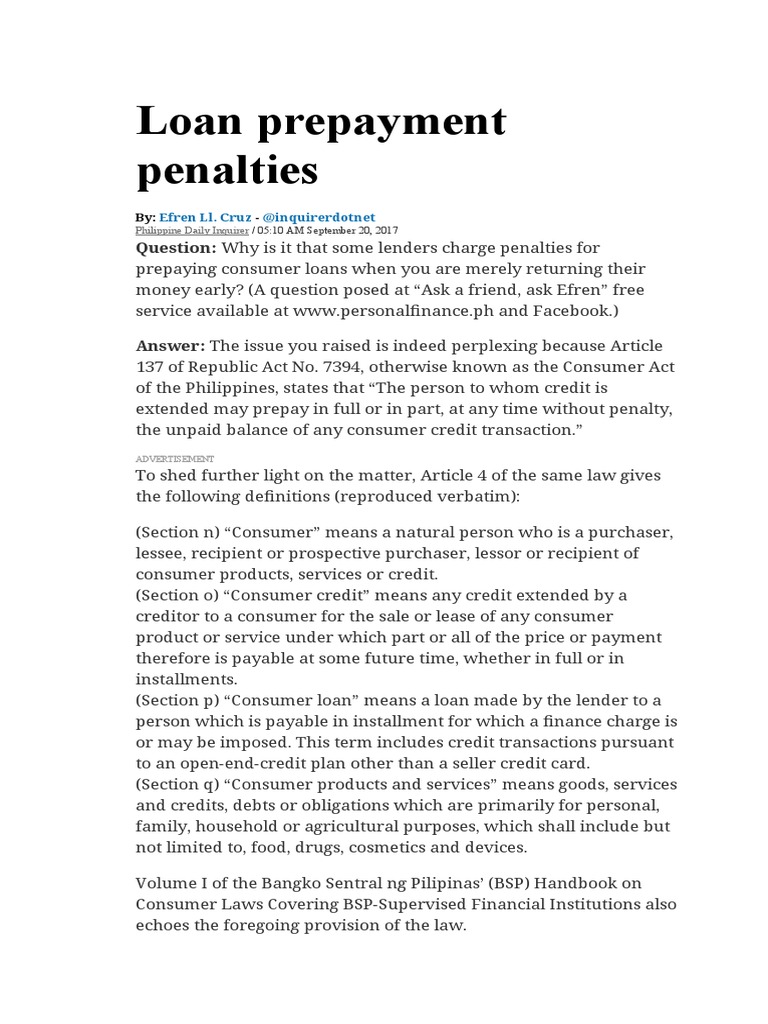 Loan Prepayment Penalties | PDF | Credit | Finance & Money Management