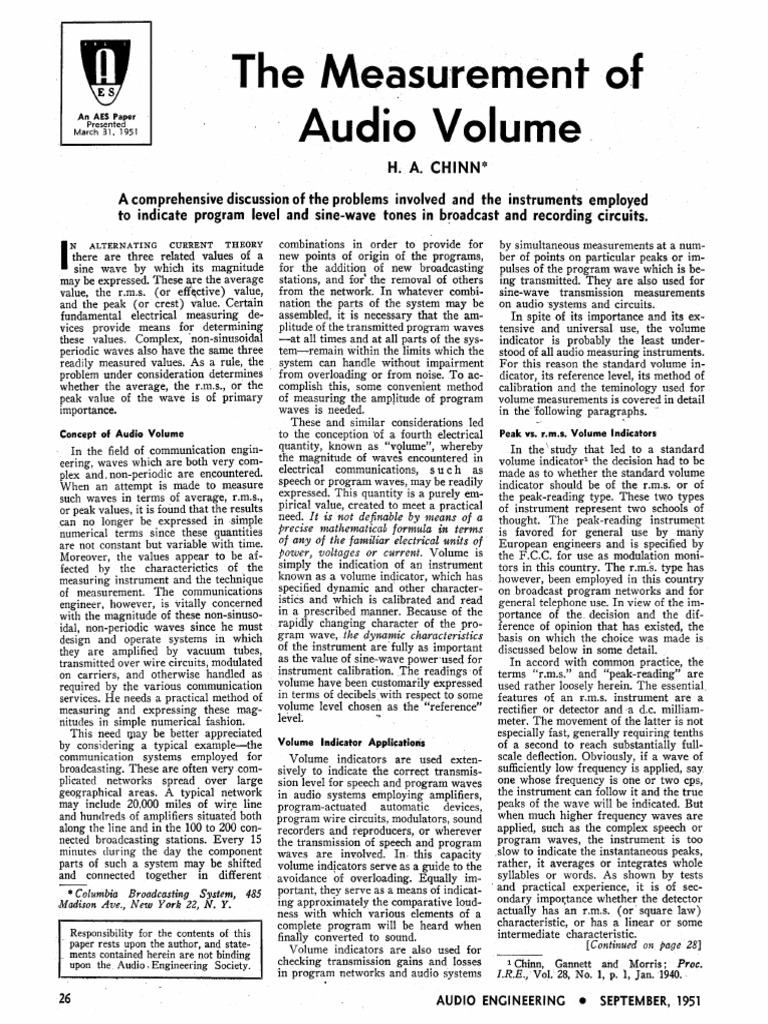Measurement of Audio Volume | PDF | Root Mean Square | Amplifier