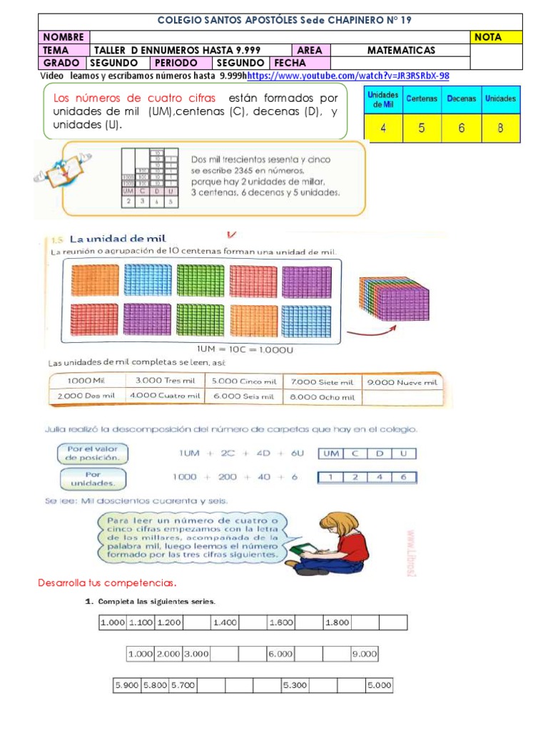 Actividades de Números de Cuatro Cifras | PDF