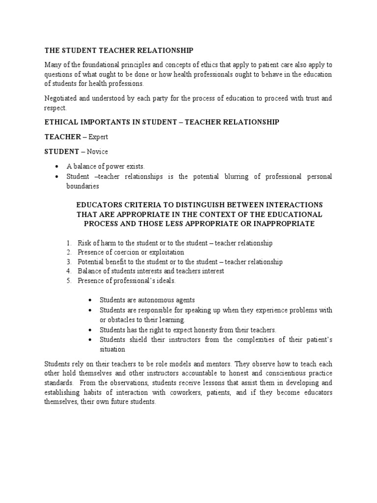 Teacher Student Relationship | PDF
