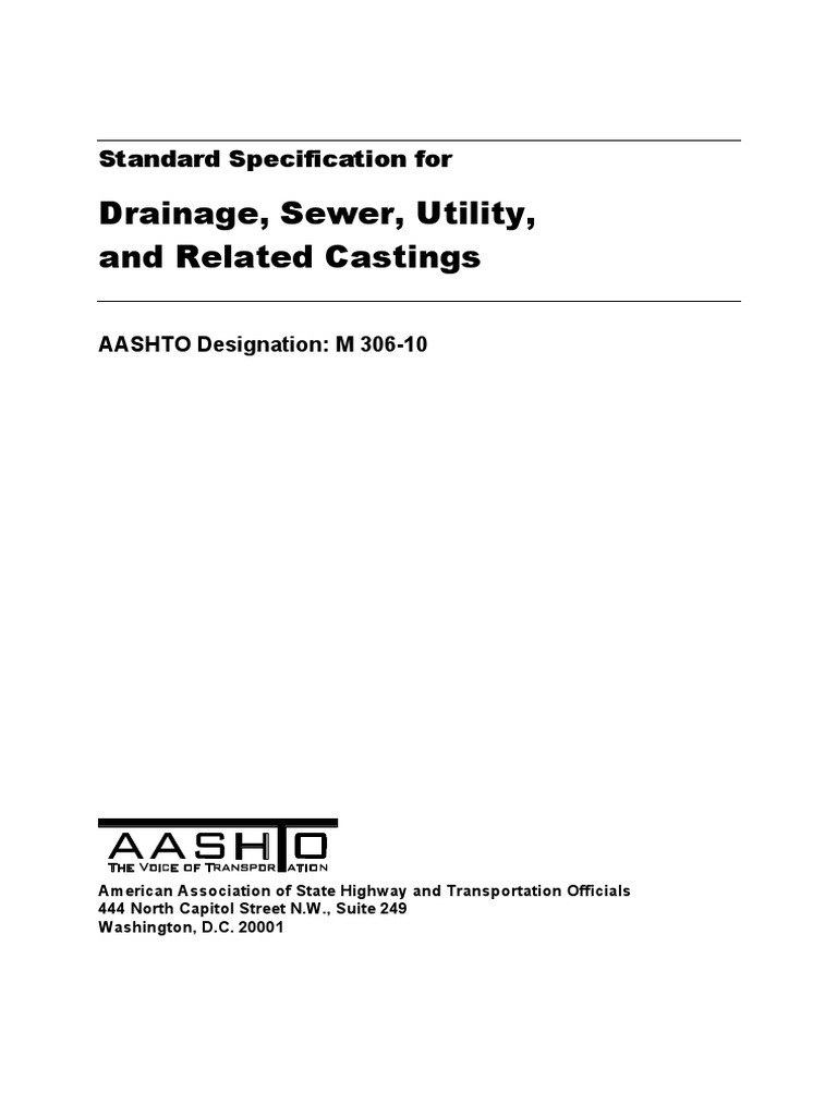 AASHTO M 306 10 Drainage Sewer Utility and Related Castings PDF | PDF ...