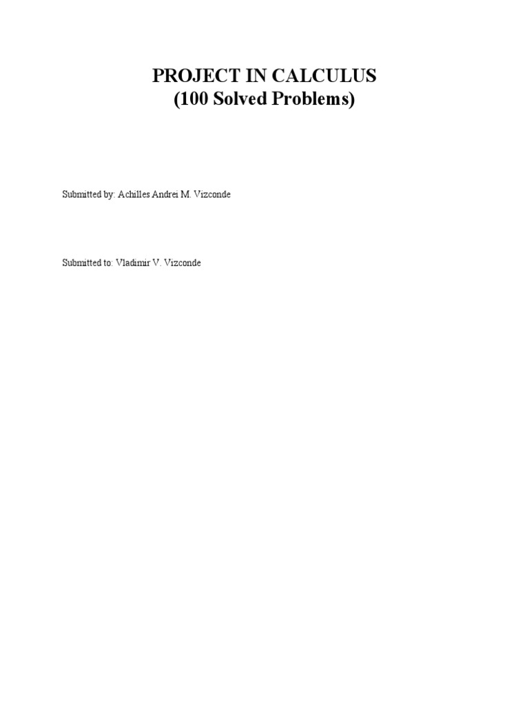 Project in Calculus Front Page | PDF