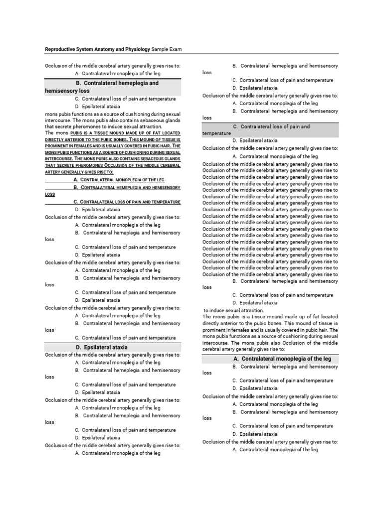 B. Contralateral Hemeplegia and Hemisensory Loss: Reproductive System ...