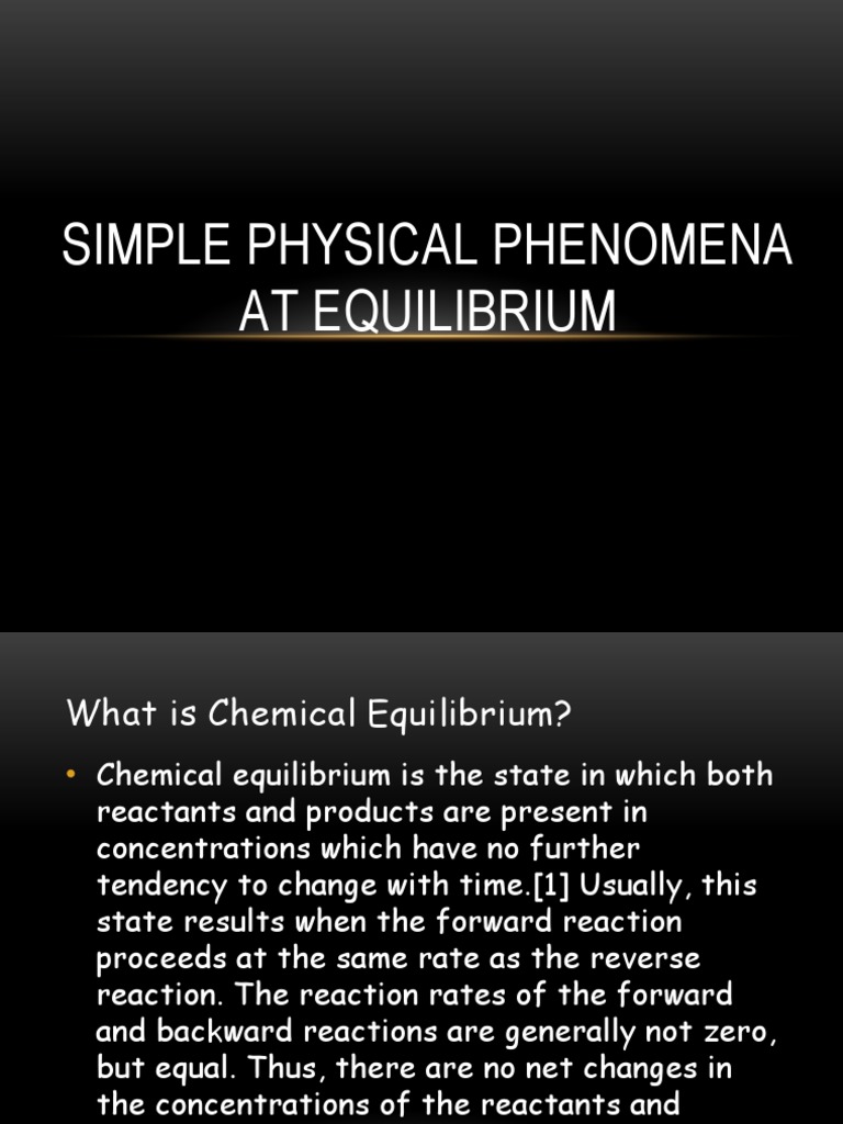Simple Physical Phenomena at Equilibrium | PDF | Chemical Equilibrium ...