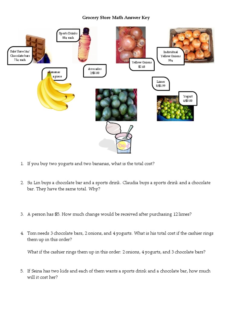 Grocery Store Math Worksheet | PDF | Chocolate | Foods