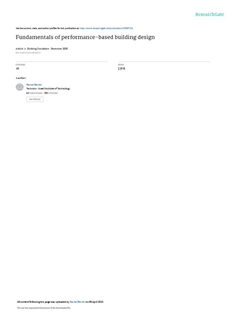 Fundamentals of Performance-Based Building Design | PDF | Simulation ...