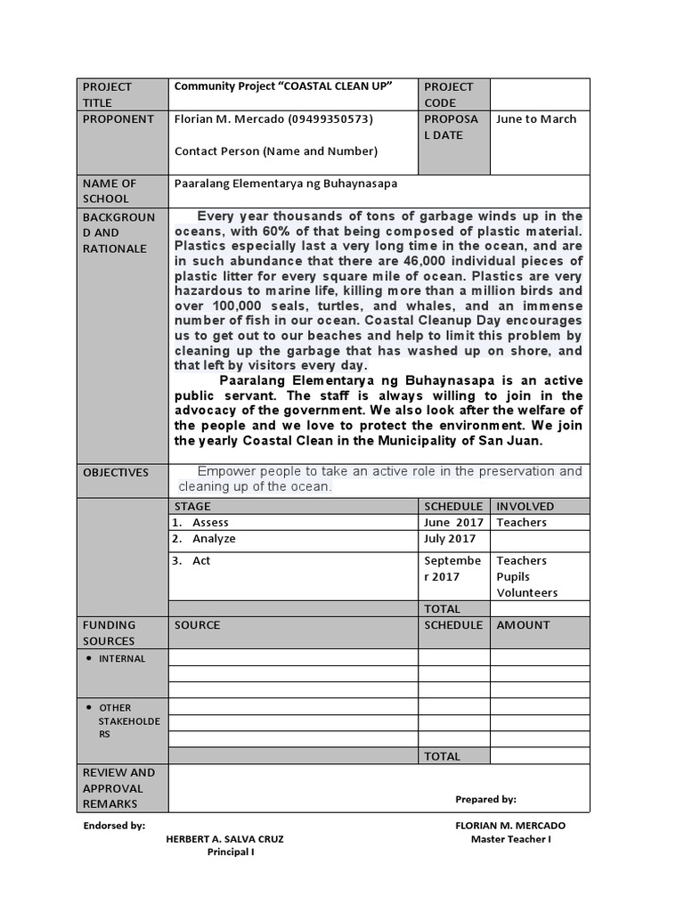 Coastal Clean Up Project Proposal | PDF | Natural Environment | Nature