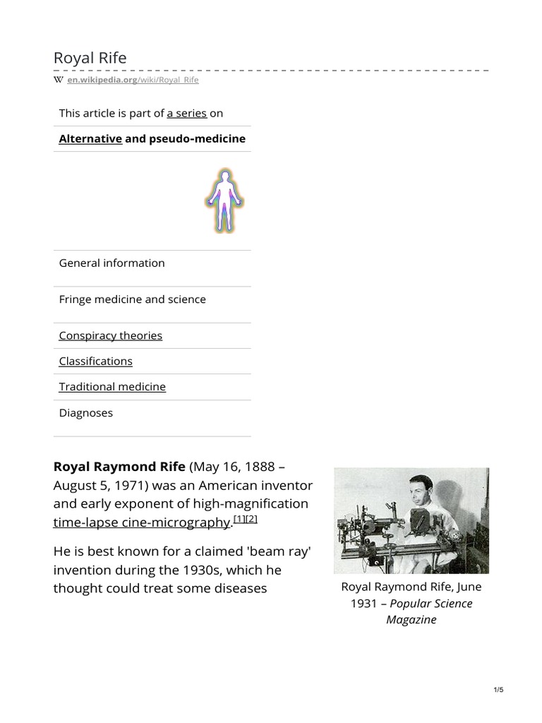 Royal Rife: Controversial Inventor and His Discredited 'Beam Ray' | PDF ...