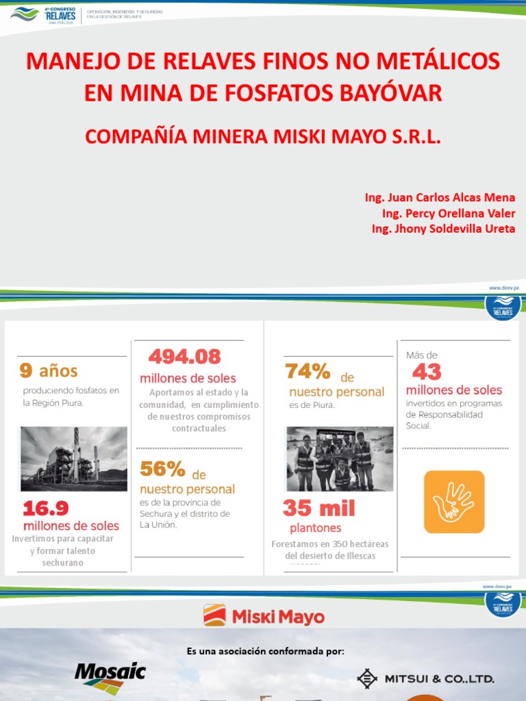 Miski - Mayo - Alcas - Manejo de Relaves Finos No Metálicos en Mina de ...