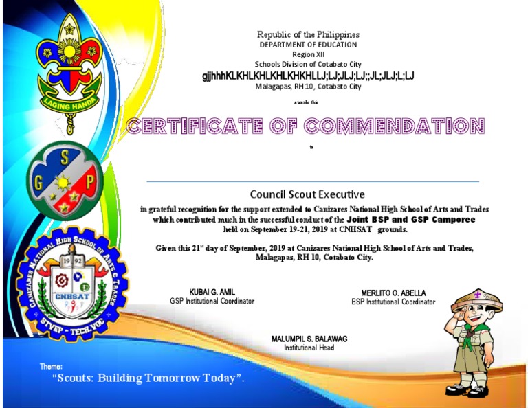 BSP Cert of Commendation | PDF