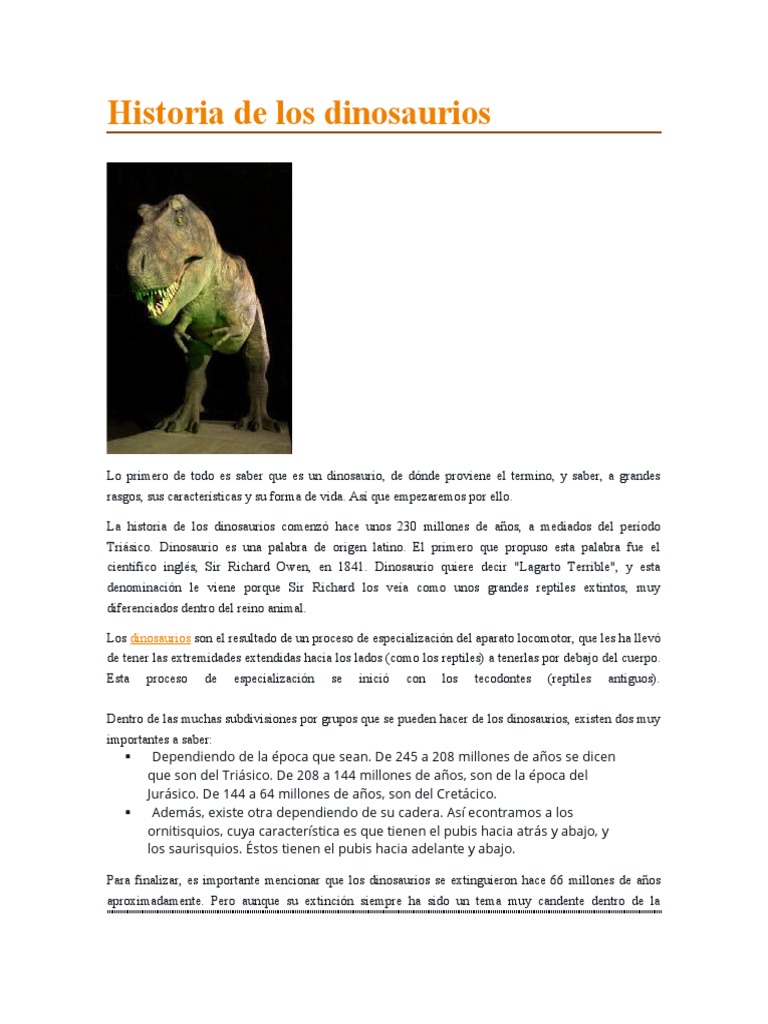 Historia de Los Dinosaurios | PDF | Dinosaurios | Science
