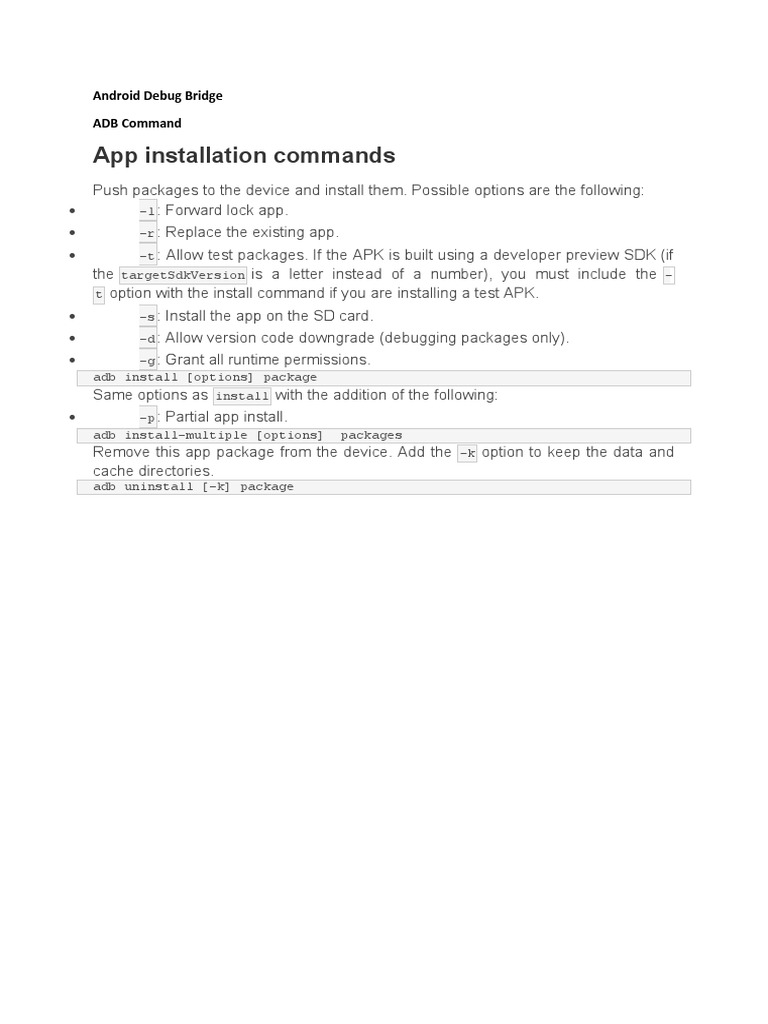 ADB File App Installation Command | PDF