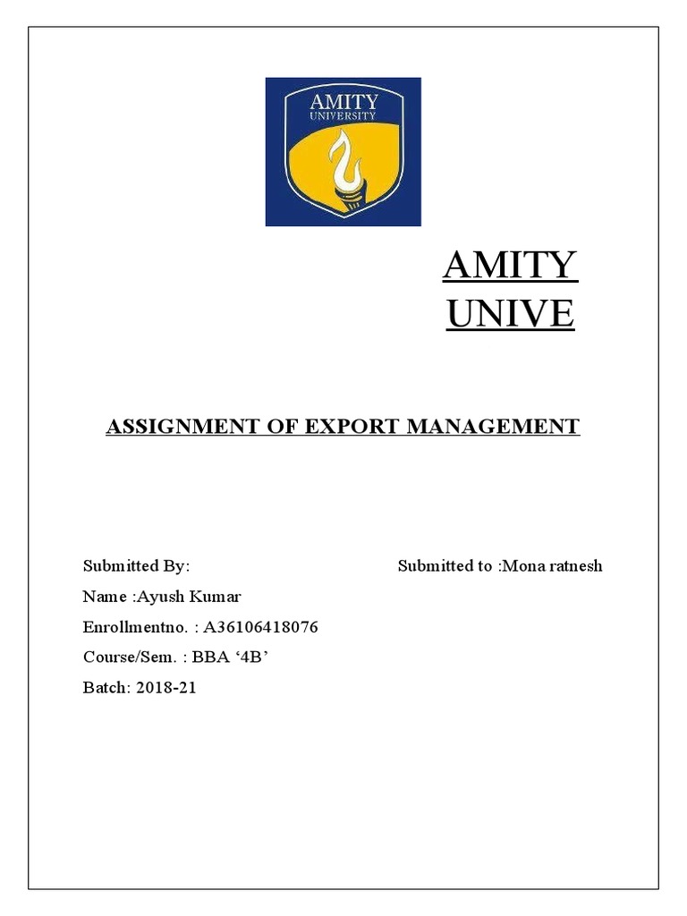 Export Management Assignment | Download Free PDF | Retail | Exports