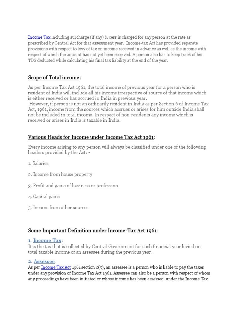 Scope of Total Income | PDF | Income Tax | Taxes