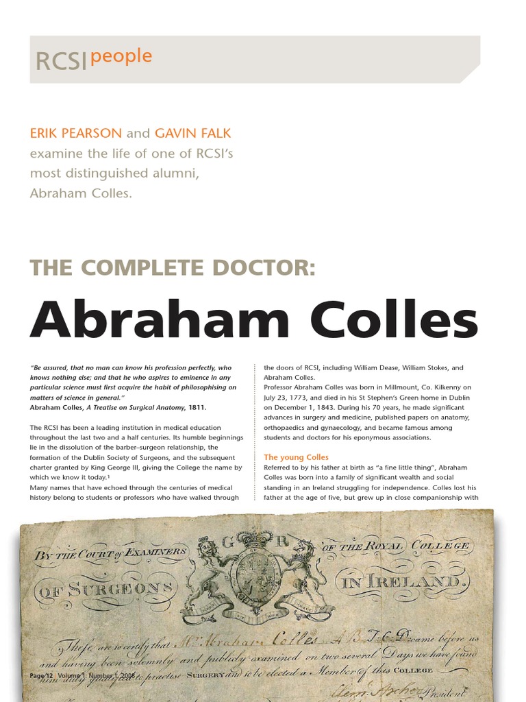 Abraham Colles: The Complete Doctor | PDF | Medicine | Medical Specialties