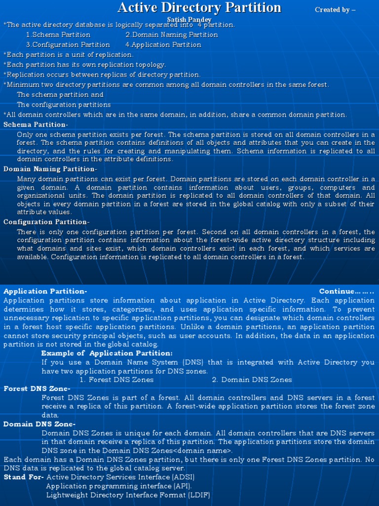 Active Directory Partition | PDF | Active Directory | Domain Name System