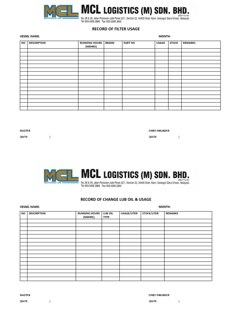 Engine Maintenance Schedule | PDF | Manufactured Goods | Ships