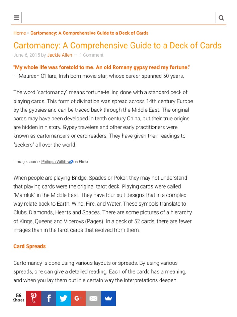 Cartomancy: A Comprehensive Guide To A Deck of Cards | PDF | Playing ...