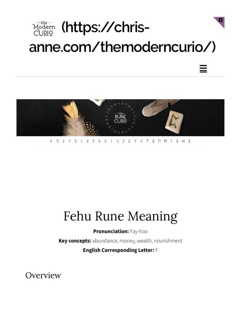 Fehu Rune Meaning The Modern Curio PDF | PDF | Wealth | Luck