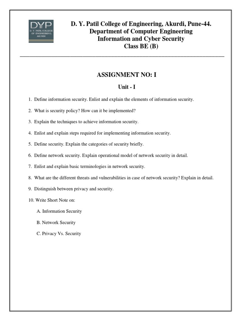 Assignment 1 - ICS | PDF