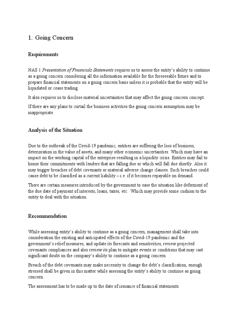 Going Concern: Requirements | PDF | Going Concern | Financial Services