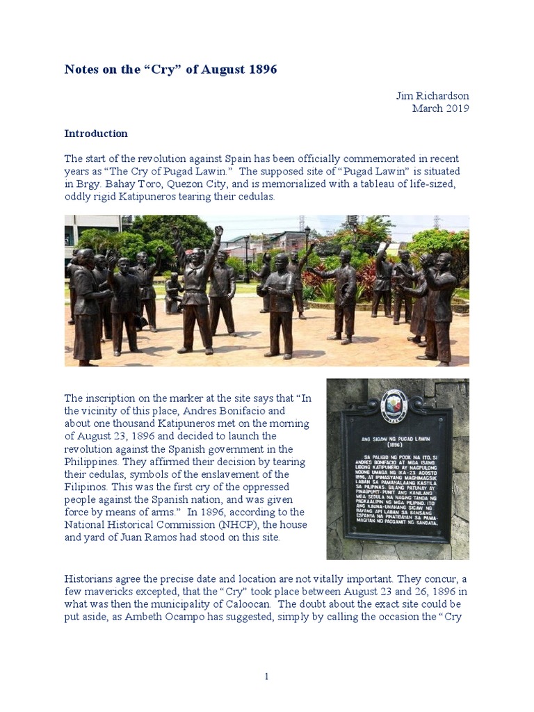 Notes On The "Cry" of August 1896 | PDF | Luzon | Wars Of Independence