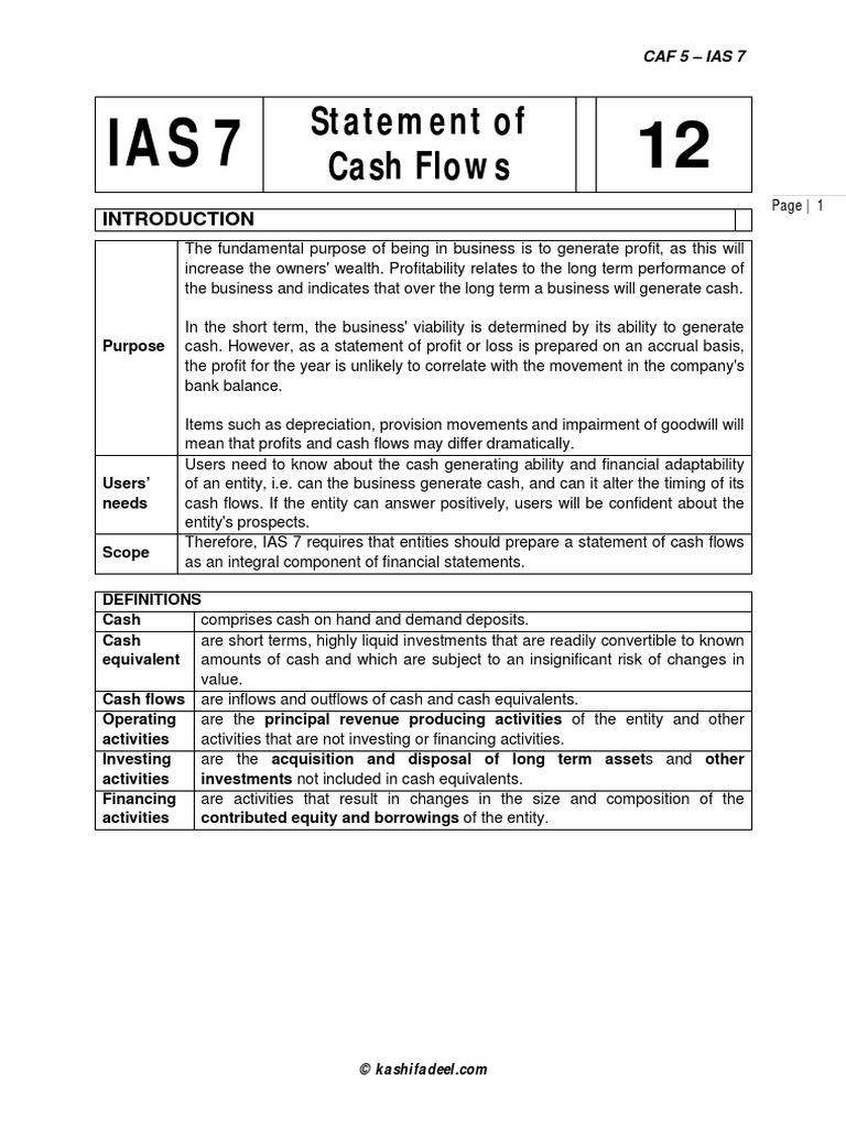 12 IAS 7 Statement of Cash Flows | PDF | Dividend | Cash Flow Statement