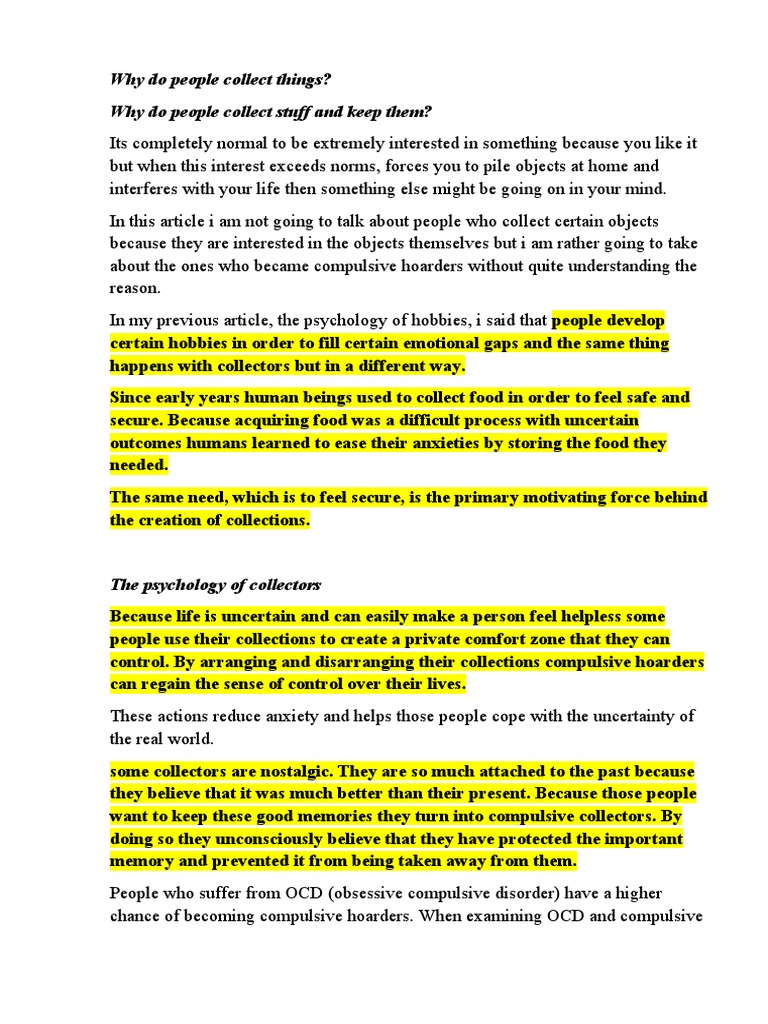 Why Do People Collect Things? Why Do People Collect Stuff and Keep Them ...